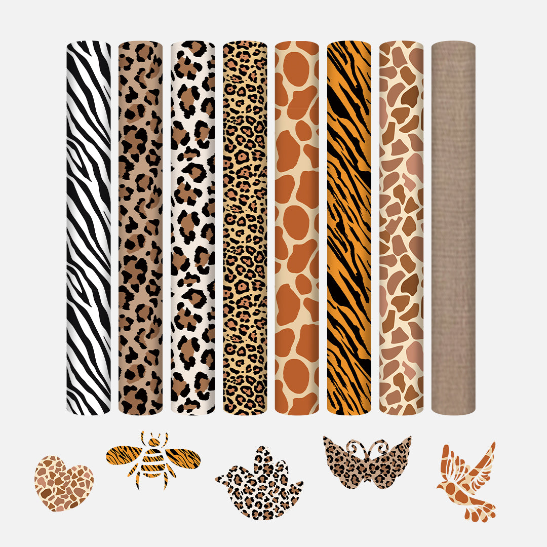 Animal Patterned Leopard Heat Transfer Vinyl Bundle - 12"x 10" 8 Packs ...